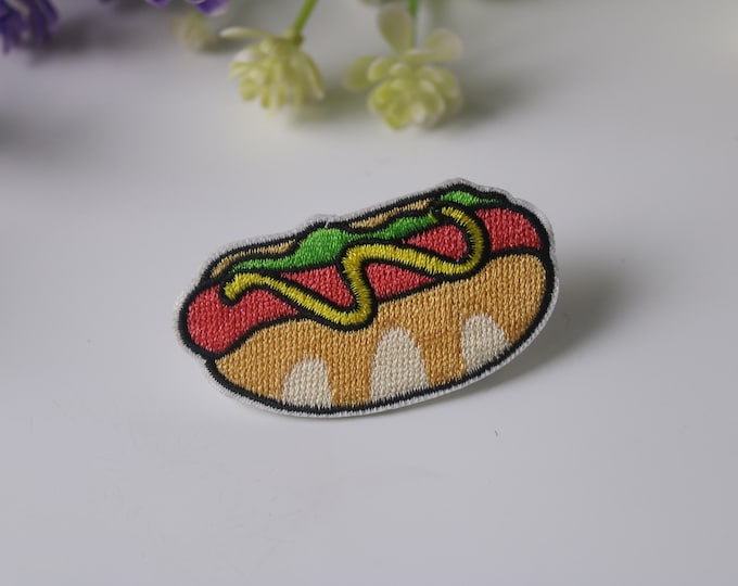 Hot Dog Patch, Iron on Patch, Embroidered Patch, Funny Patch, Cool ...