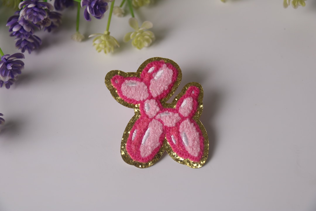 Chenille Balloon Dog Patch, Pink, Iron on Patch, Embroidered Patch, Funny Patch, Cool Patch, for ...