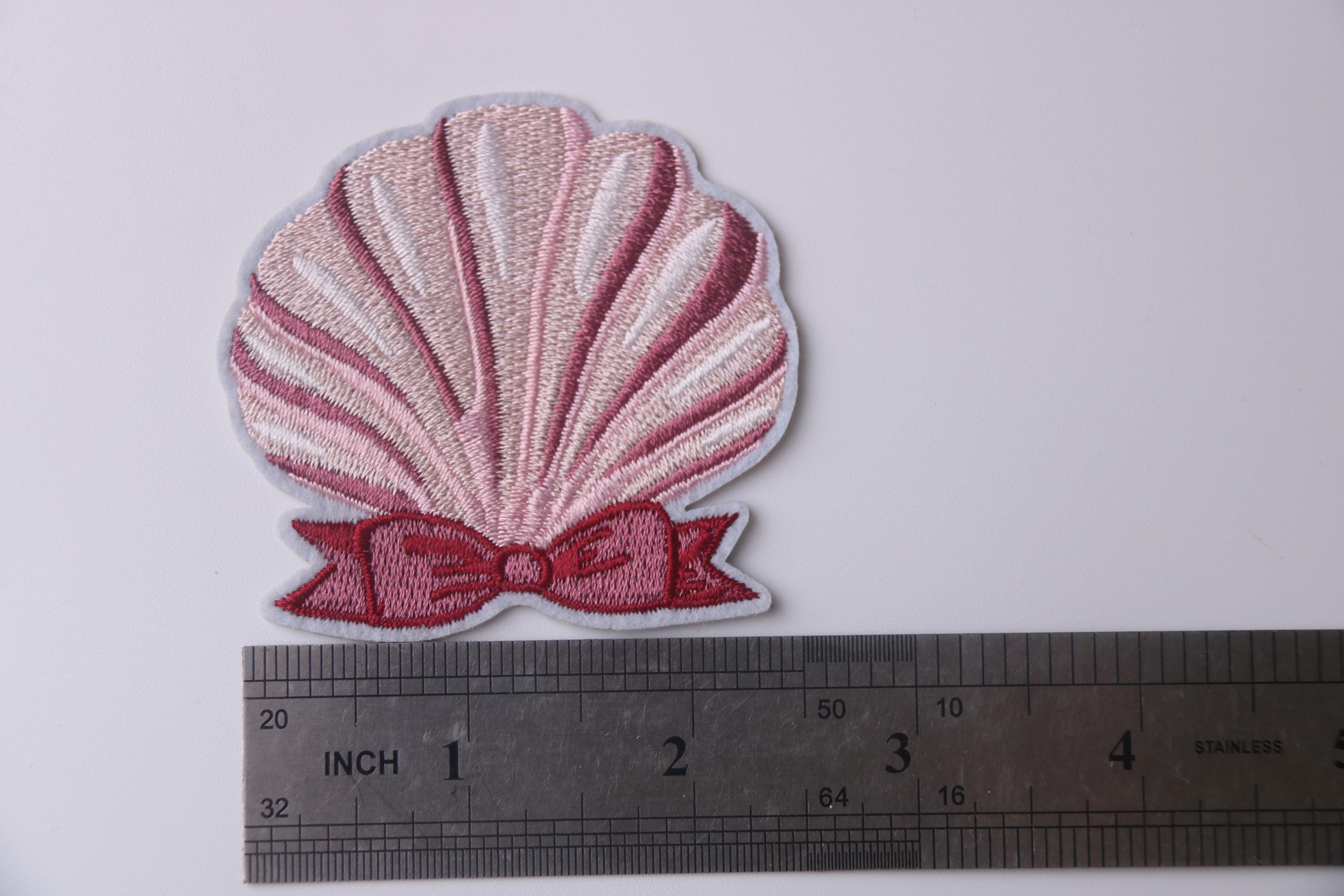 Pink Seashell Patch, Shell Iron on Patch, Embroidered Patch, Funny ...
