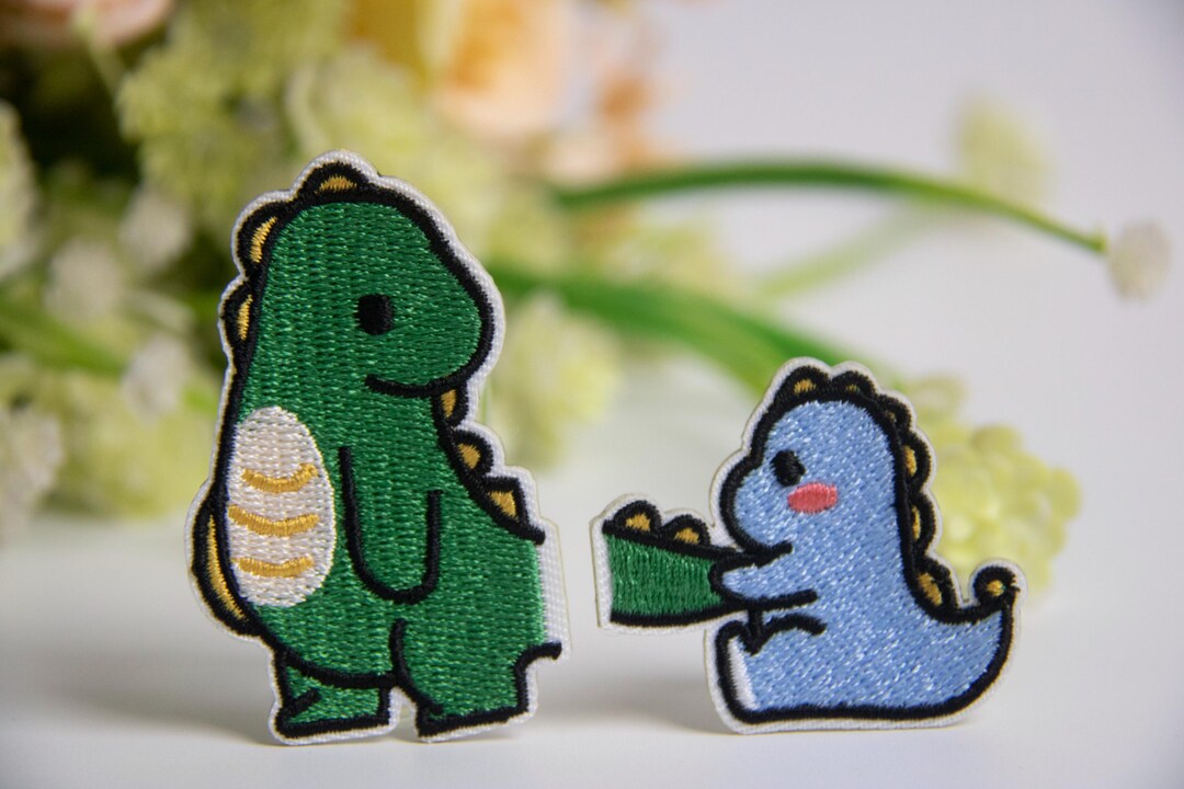 Set of 2 Cute Dinosaur Patches, Dinosaur Lost Its Tail Patch, Iron on ...