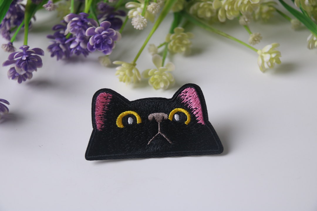 Black Cat Patch, Cute, Iron on Patch, Embroidered Patch, Funny Patch ...