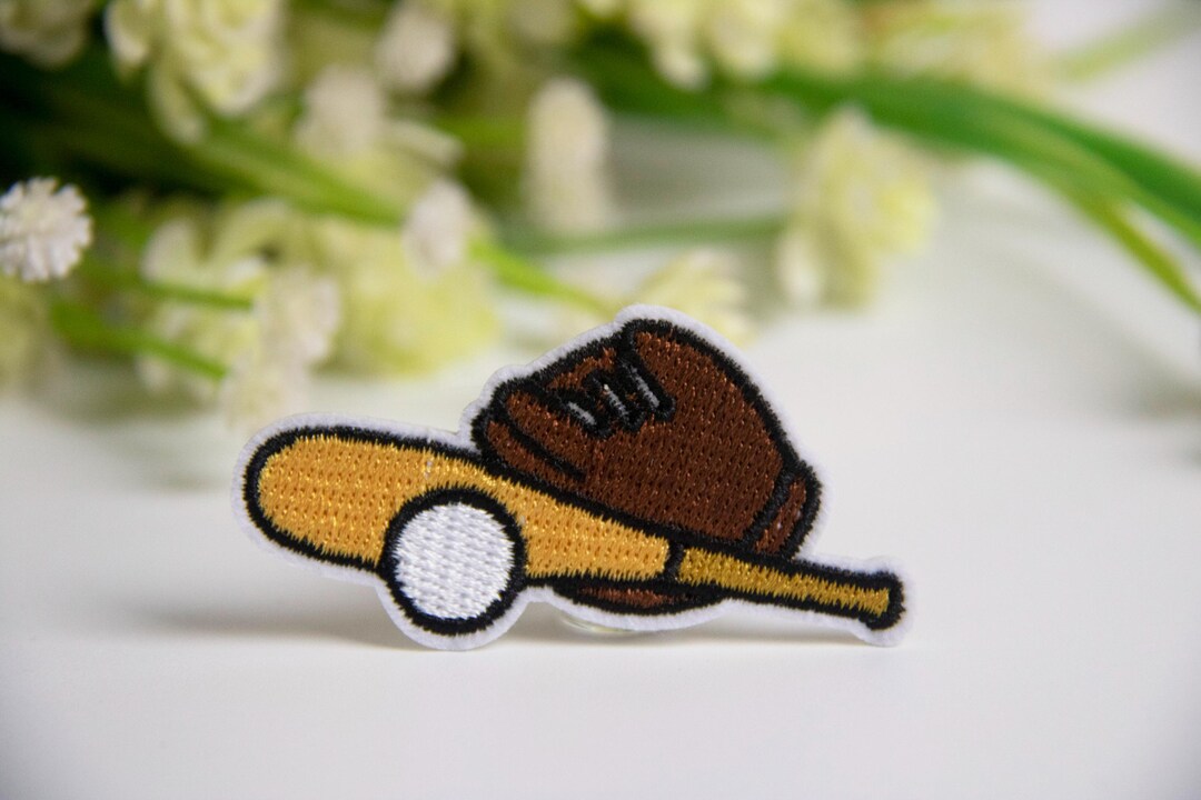 Baseball and Baseball Bat and Mitt Patch, Iron on Patch, Embroidered ...