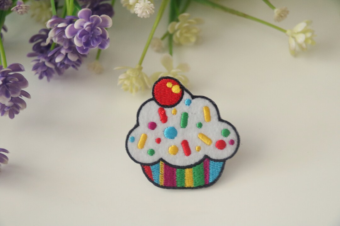 Rainbow Cupcake Patch, Dessert Patch, Iron on Patch, Embroidered Patch ...