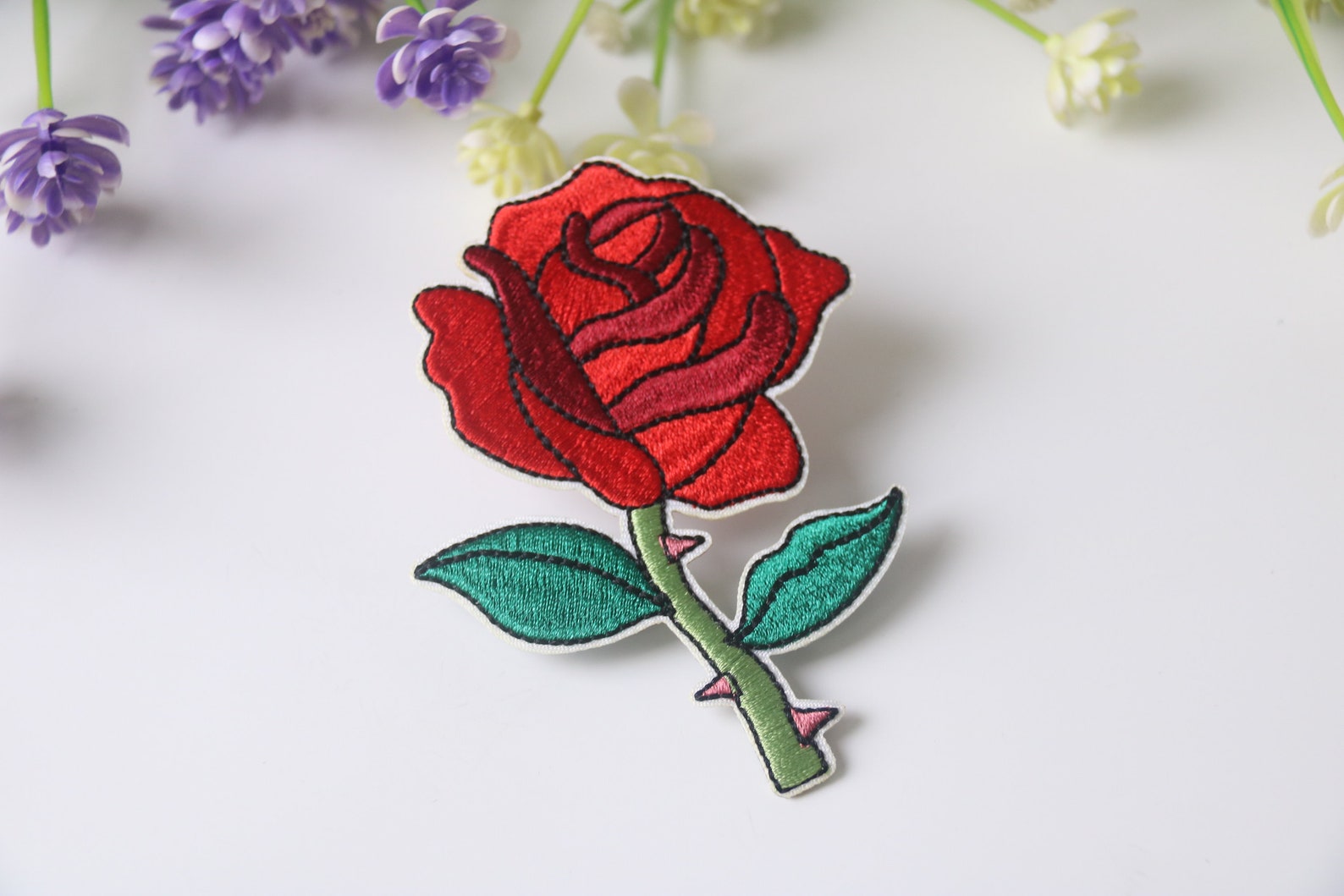 Red Rose Patch, Flower Patch, Iron on Patch, Embroidered Patch, Funny ...