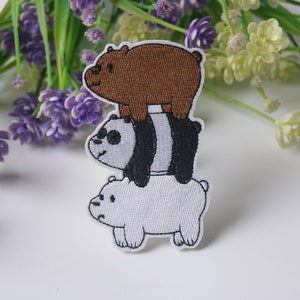 We Bare Bears Patch, Iron on Patch, Embroidered Patch, Funny Patch, Cool Patch, for Vest, for ...