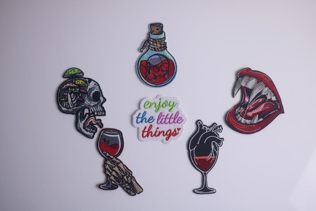 Set of 7 Patches, Vampire's Party Patch, Skull Patch, Blood Patch, Wine ...