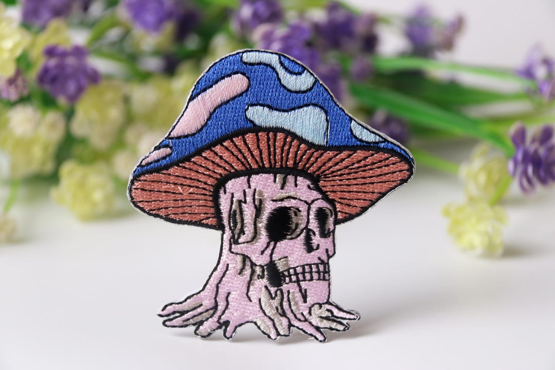 Skull Mushroom Patch, Creepy, Iron on Patch, Embroidered Patch, Funny ...