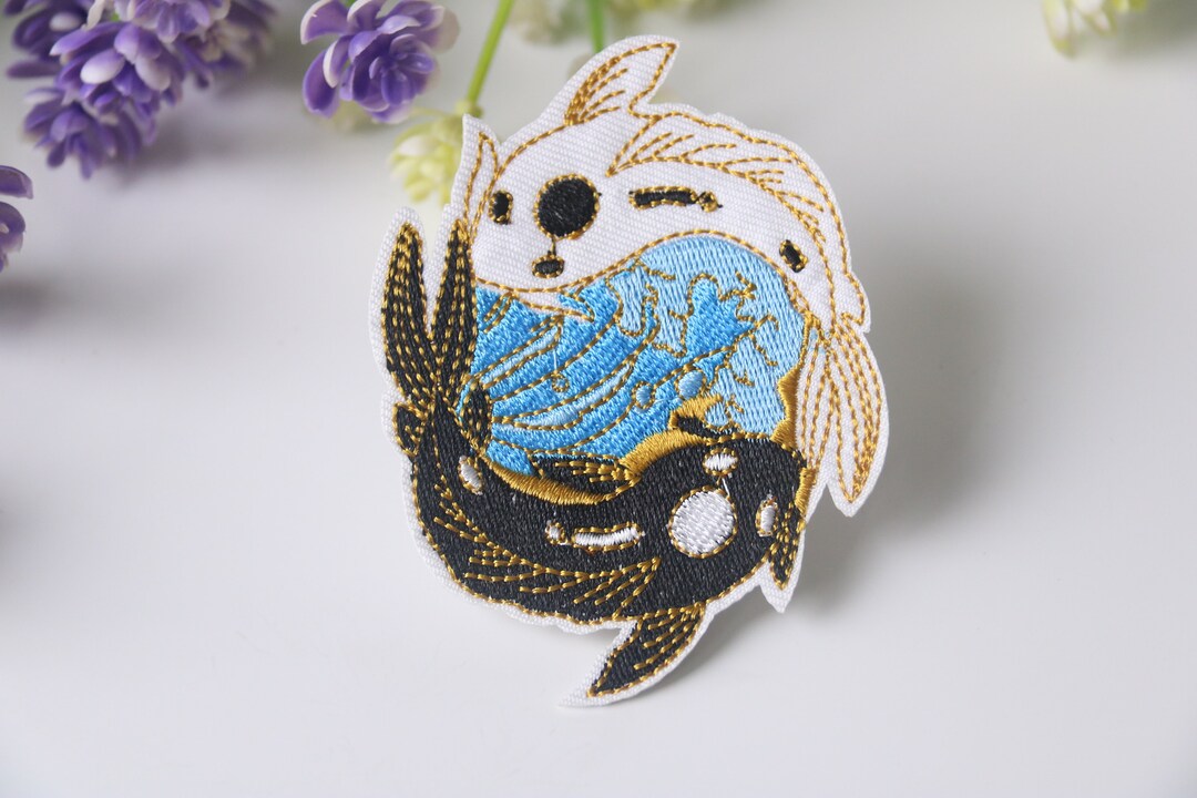 Black and White Koi Fish Patch, Aesthetic Patch, Tai Chi, Iron on Patch ...
