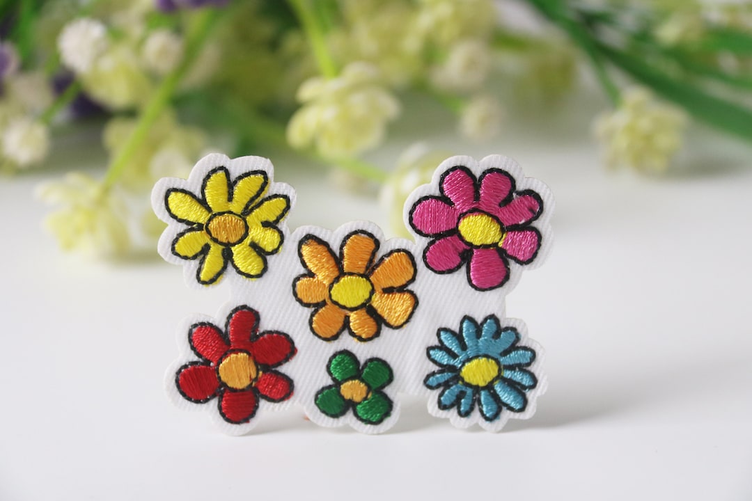 6 Colors Flowers Patch, Iron on Patch, Embroidered Patch, Funny Patch ...