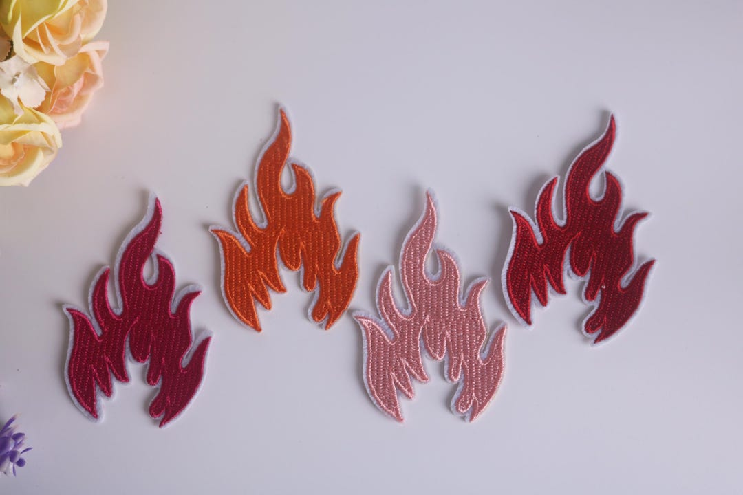 Flame Patch, Fire Patch, Pink, Red, Iron on Patch, Embroidered Patch, Funny Patch, Cool Patch - Etsy
