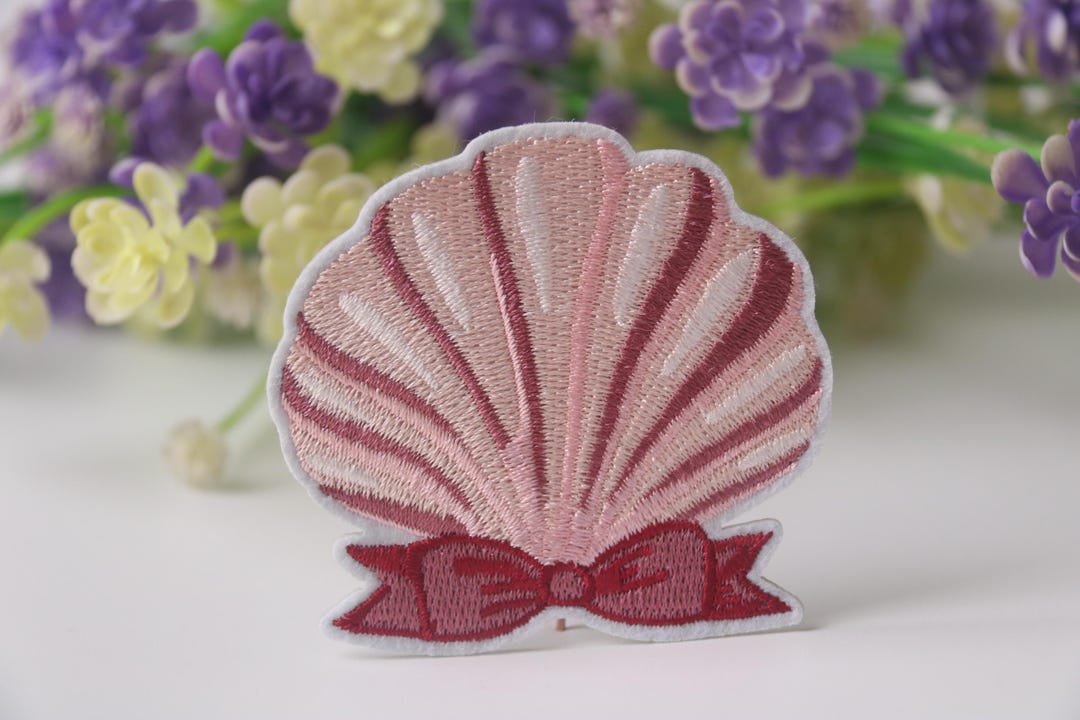 Pink Seashell Patch, Shell Iron on Patch, Embroidered Patch, Funny ...