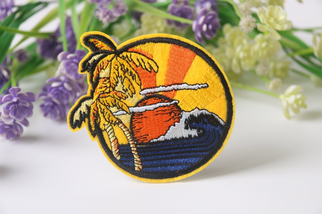 Beach Patch, Coconut Tree Patch, Wave, Iron on Patch, Embroidered Patch ...