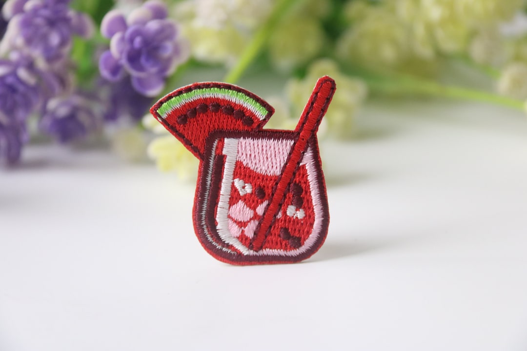 Watermelon Juice Patch, Drinks Patch, Fruit, Iron on Patch, Embroidered ...