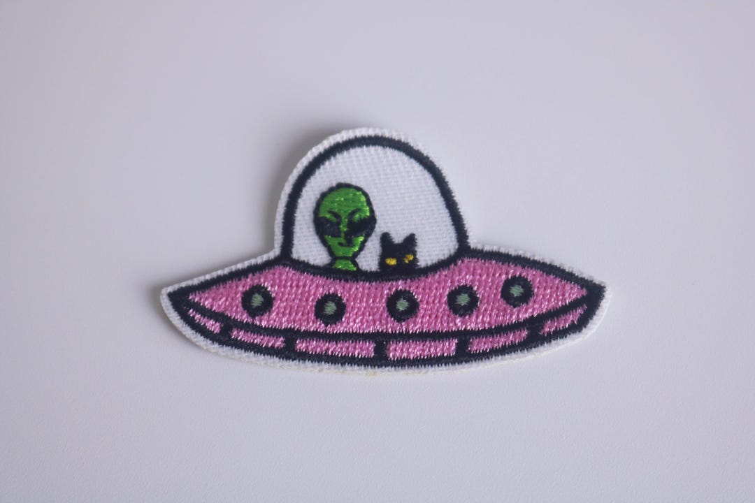 Alien With Cat Patch, UFO Patch, Iron on Patch, Embroidered Patch ...