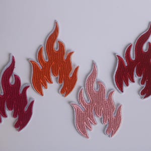 Flame Patch, Fire Patch, Pink, Red, Iron on Patch, Embroidered Patch ...
