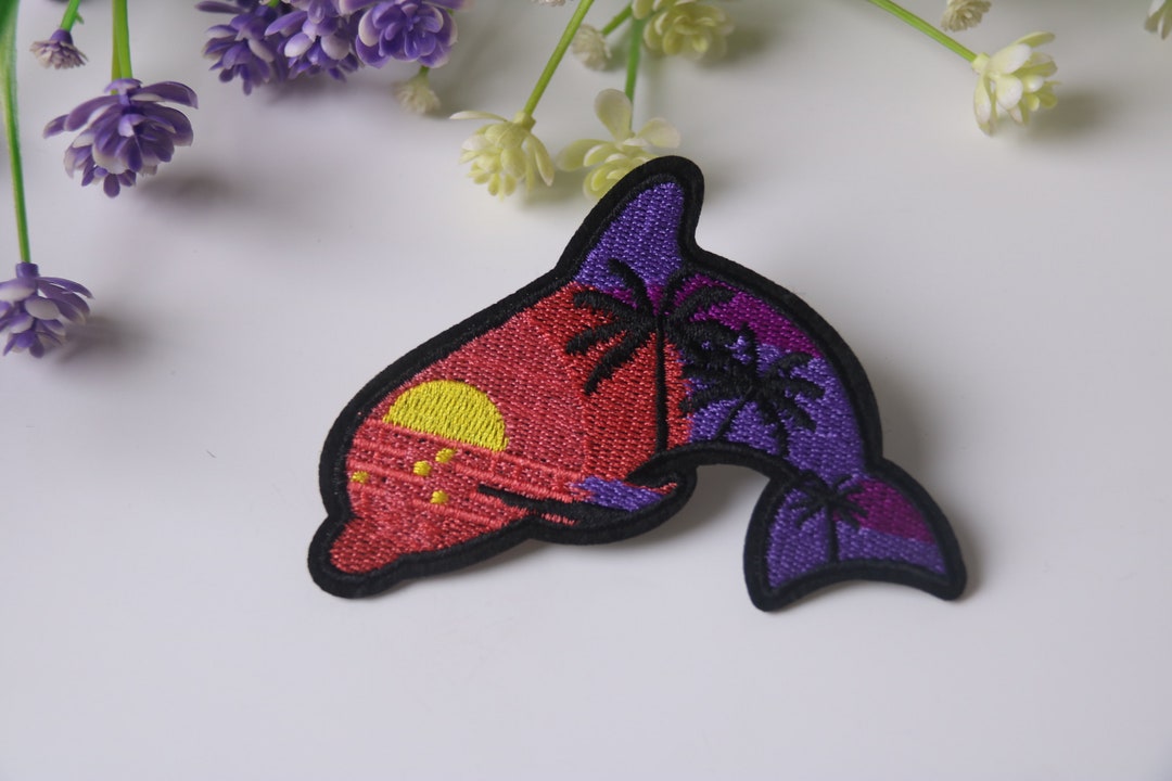 Dolphin Patch, Beach Patch, Iron on Patch, Embroidered Patch, Funny ...