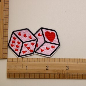 Pink Heart Shape Dices Patch, Iron on Patch, Embroidered Patch, Funny ...