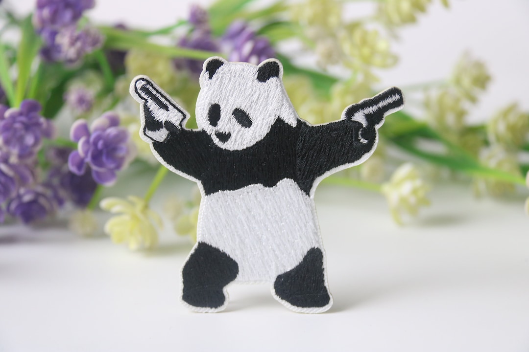 Panda With Guns Patch, Gangster Panda, Iron on Patch, Embroidered Patch ...
