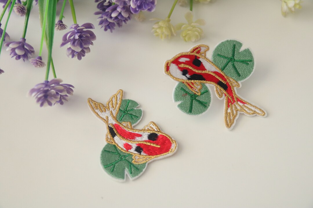 A Pair of Koi Fish Patches, Fish Patch, Iron on Patch, Embroidered ...