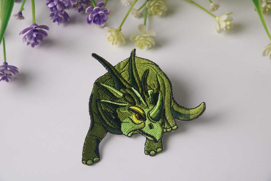 Triceratops Patch Patch, Dinosaur Patch, Iron on Patch, Embroidered Patch, Funny Patch, Cool ...