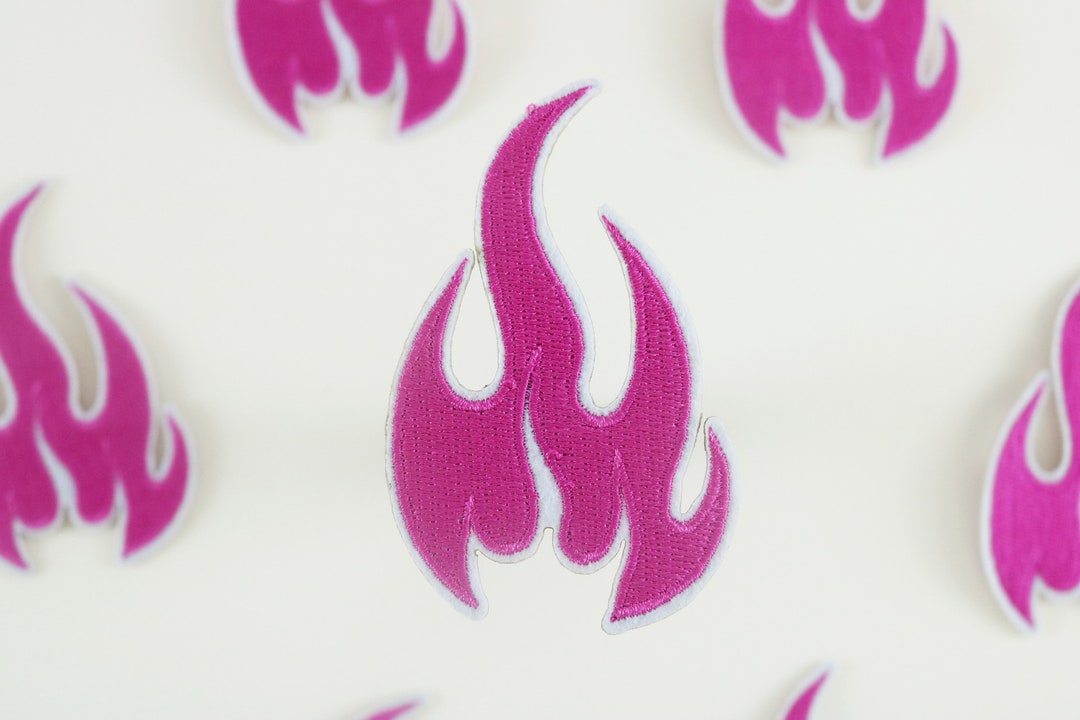 Pink Flame Patch, Iron on Patch, Embroidered Patch, Funny Patch, Cool ...