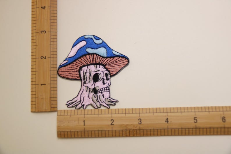 Skull Mushroom Patch, Creepy, Iron on Patch, Embroidered Patch, Funny ...