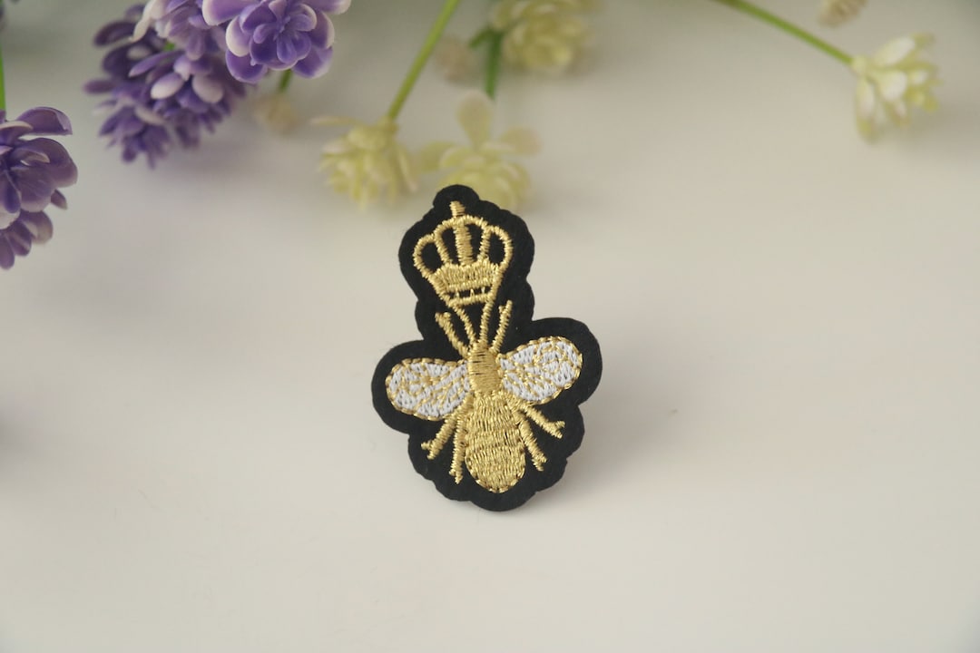 Bee and Crown Patch, Tiny Bee Patch, Iron on Patch, Embroidered Patch, Funny Patch, Cool Patch ...