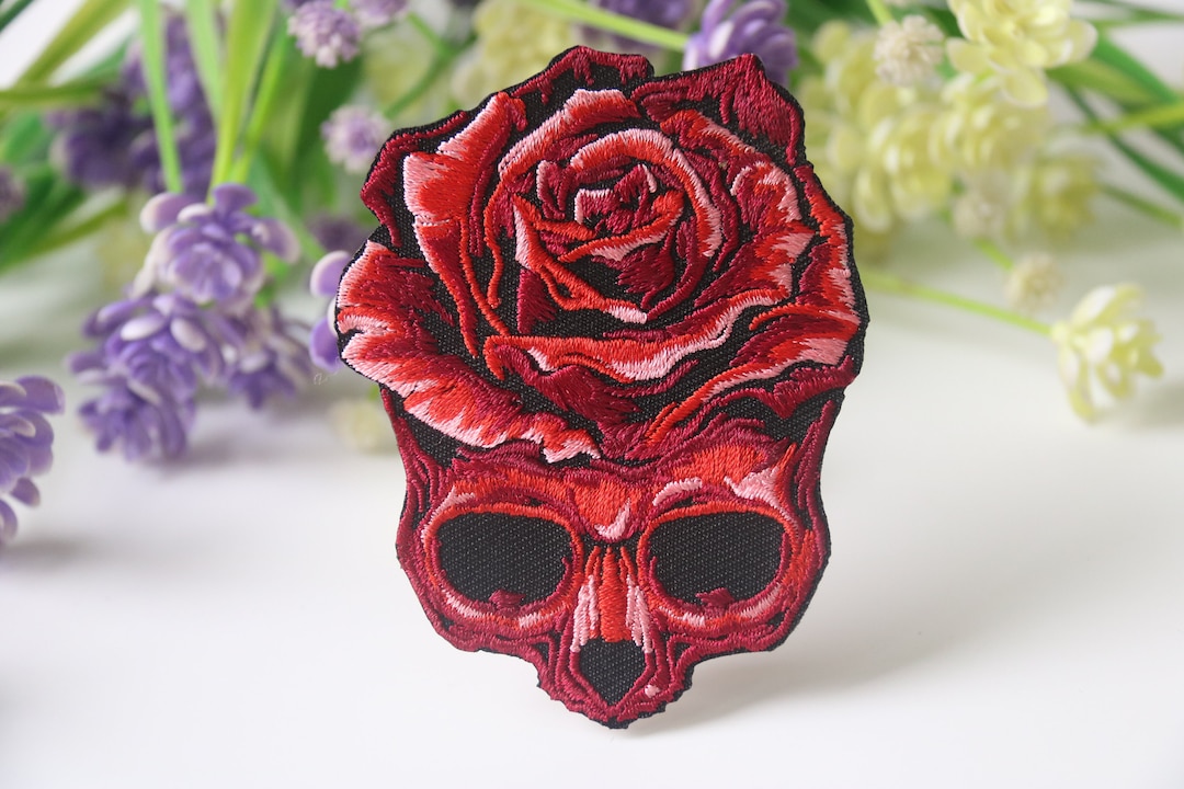 Gorgeous Rose Skull Patch, Iron on Patch, Embroidered Patch, Funny Patch, Cool Patch, for Vest ...