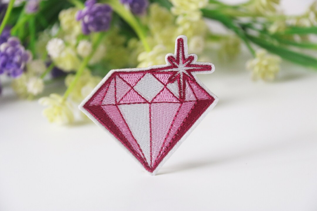 Pink Diamond Patch, Ruby Patch, Iron on Patch, Embroidered Patch, Funny ...