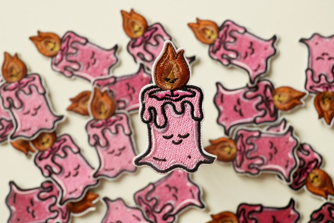 Comic Pink Candle Patch, Iron on Patch, Embroidered Patch, Funny Patch ...