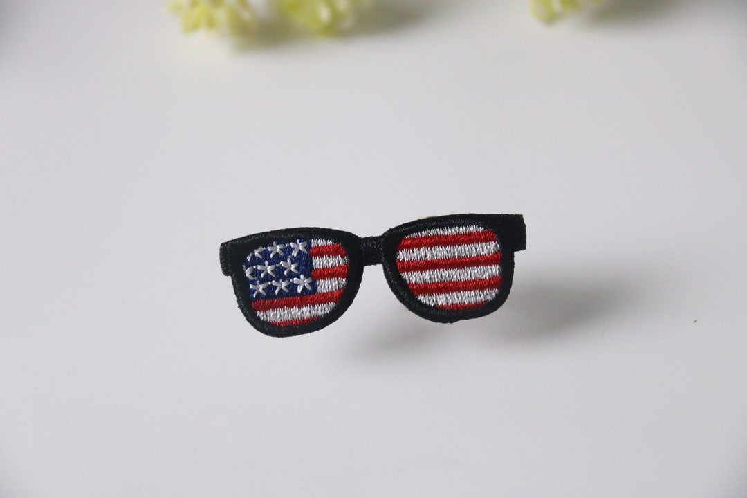 US Flag Sunglasses Patch, Tiny, Iron on Patch, Embroidered Patch, Funny ...