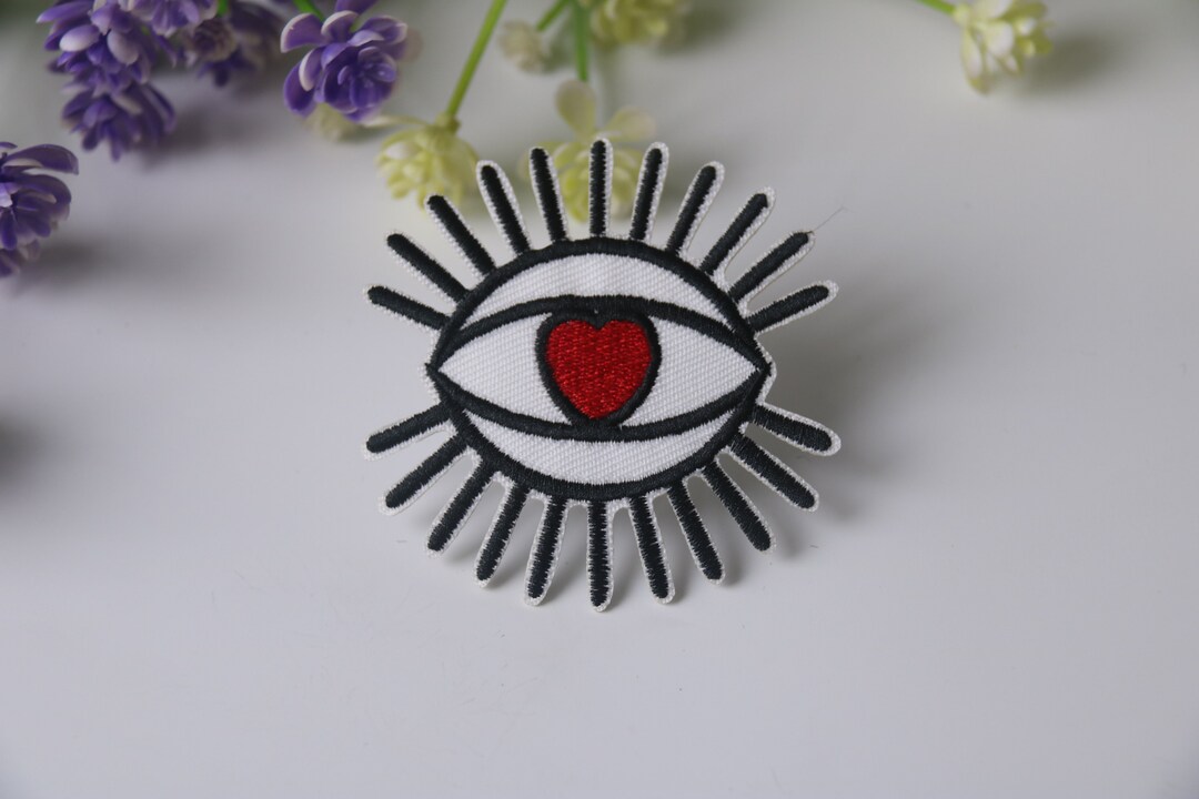 Evil Eye Patch, Red Heart Patch, Iron on Patch, Embroidered Patch ...
