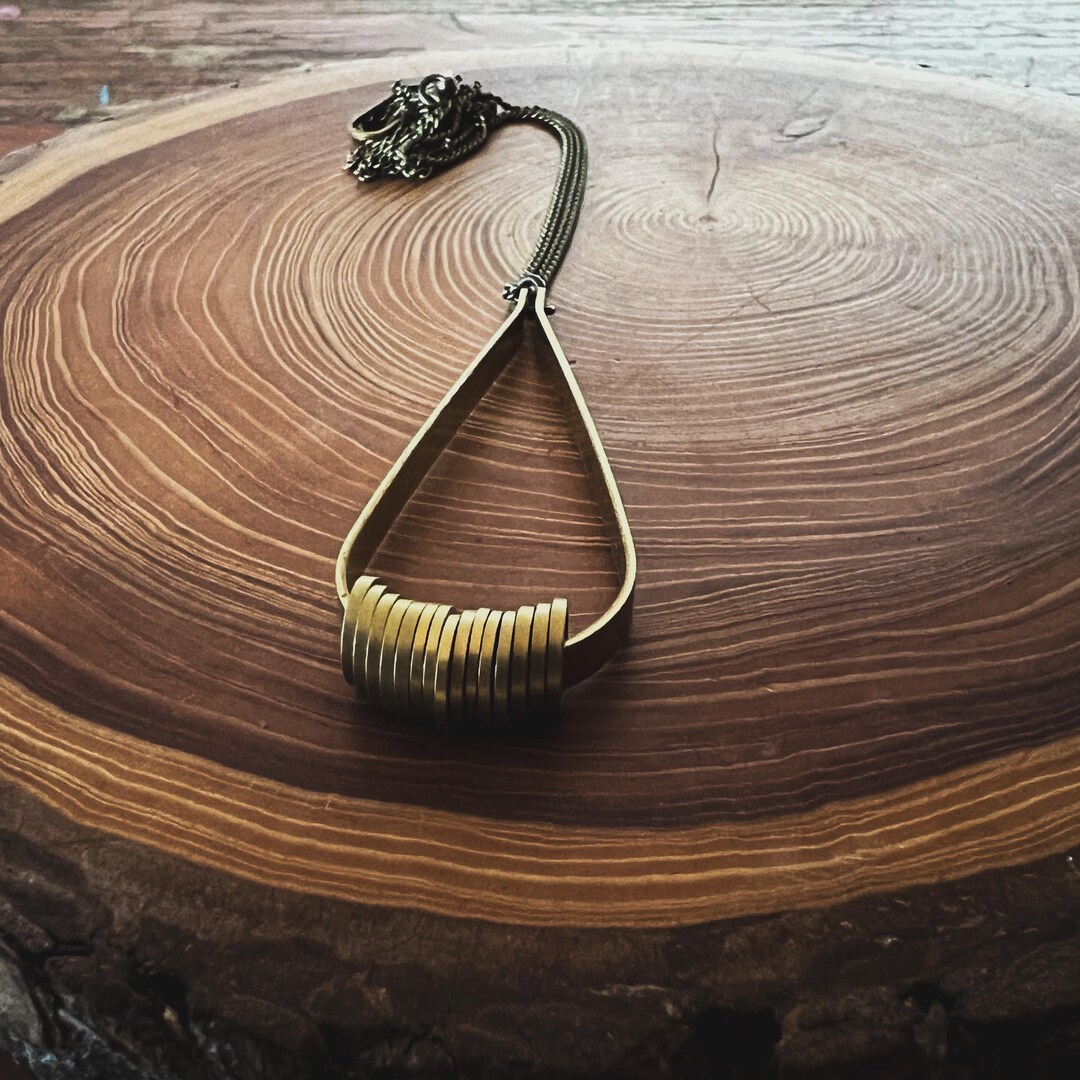 Teardrop Brass Fidget Necklace | Modern Brass Everyday Pendant ...