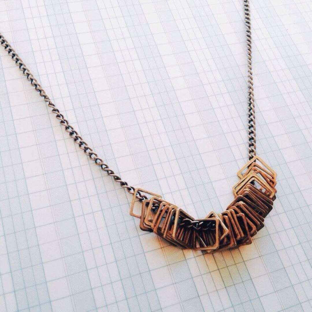 Square Brass Necklace Fidget Jewelry Brass Necklace With - Etsy