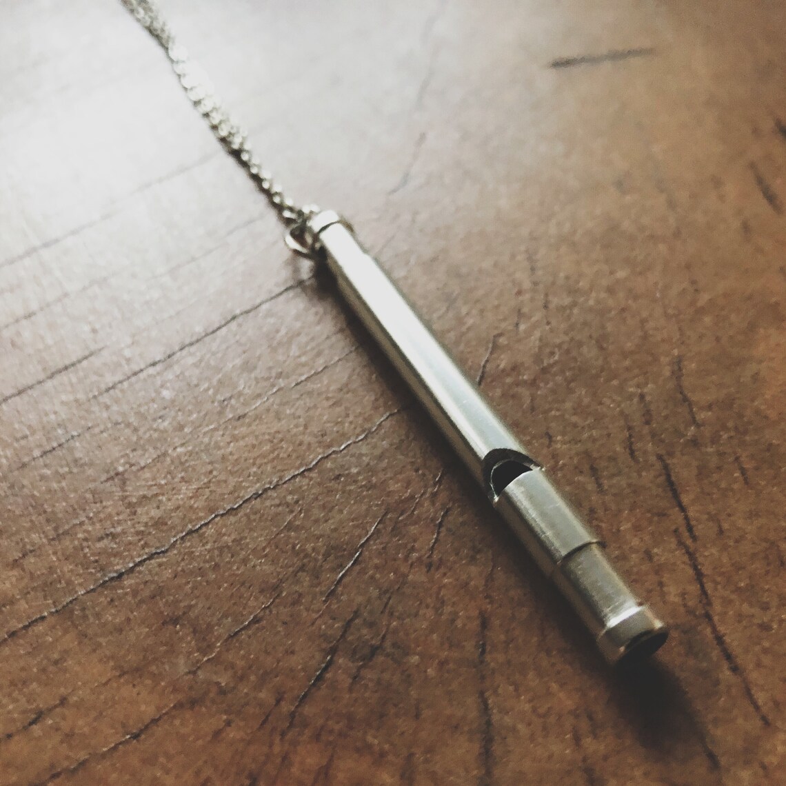 Long whistle necklace silver with curb chain whistle | Etsy