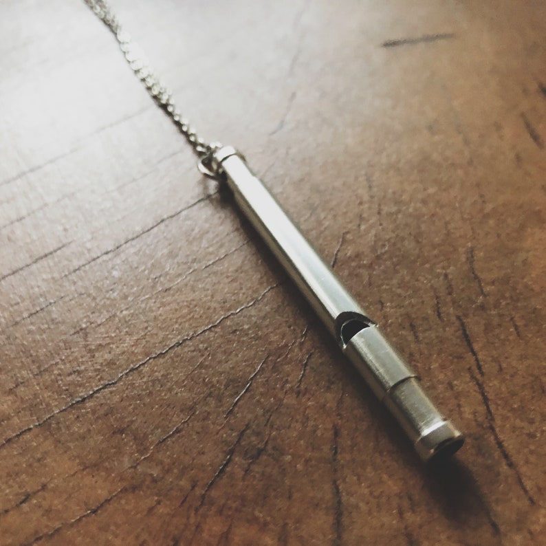 Long Whistle Necklace Silver With Curb Chain Whistle Charm - Etsy