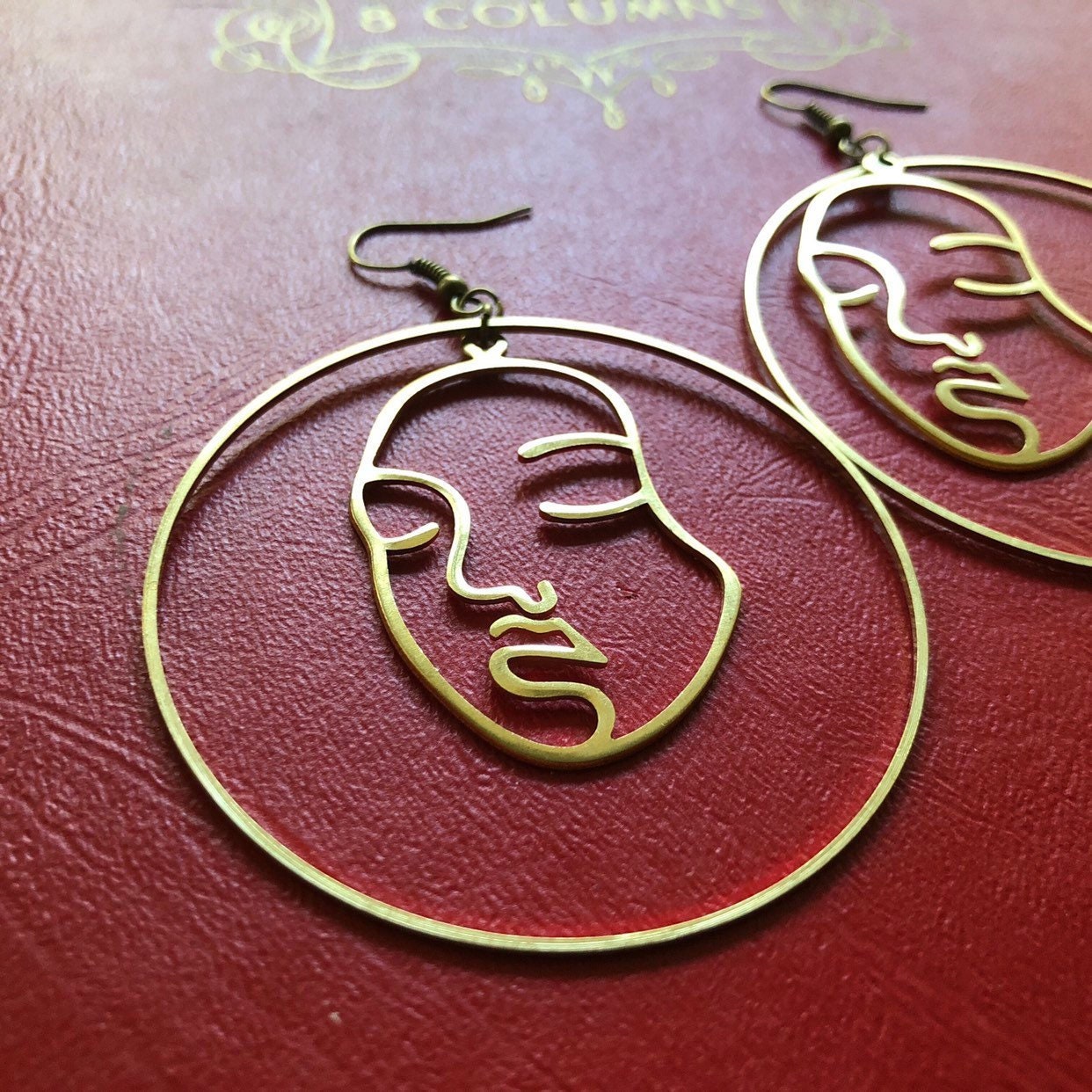 Face earrings Brass hoop face earring mobile earrings | Etsy