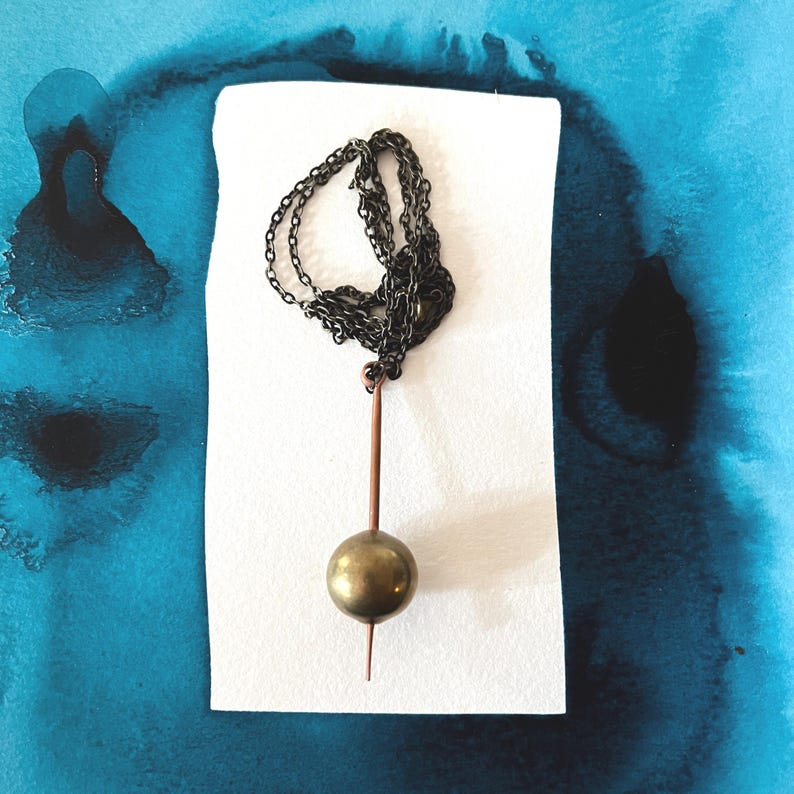 Brass Globe Fidget Necklace | Mixed Metal Bronze + Copper Jewelry ...
