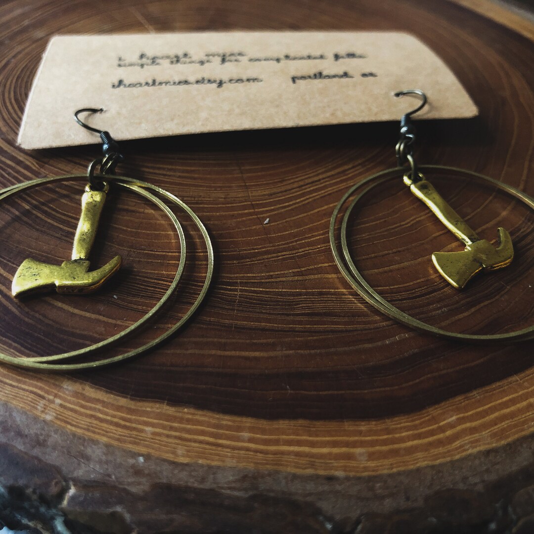 Golden Axe Earrings | Hoop Earrings Axes | Timbers | Timber Army ...