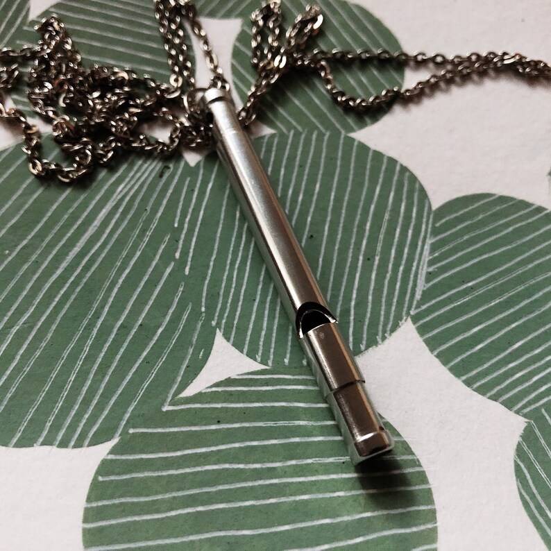 Long Whistle Necklace Silver With Curb Chain Whistle Charm - Etsy