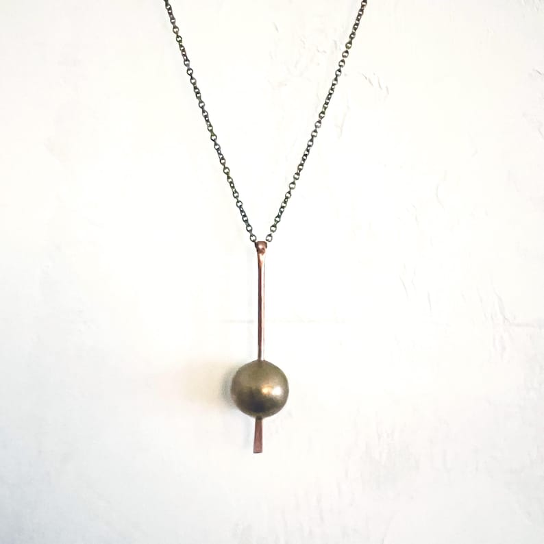 Brass Globe Fidget Necklace | Mixed Metal Bronze + Copper Jewelry ...