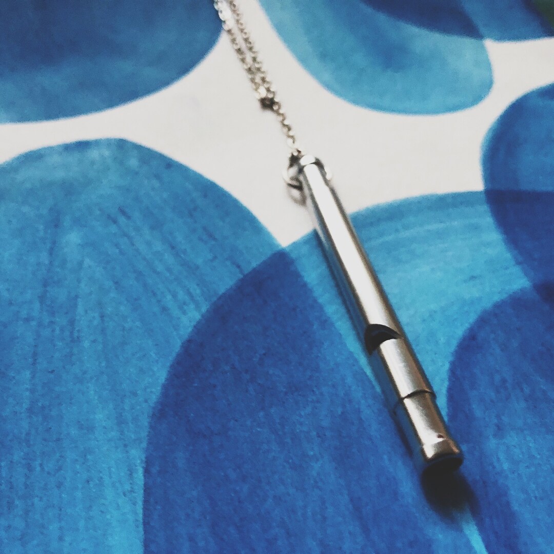 Long Silver Whistle Necklace With Curb Chain - Etsy