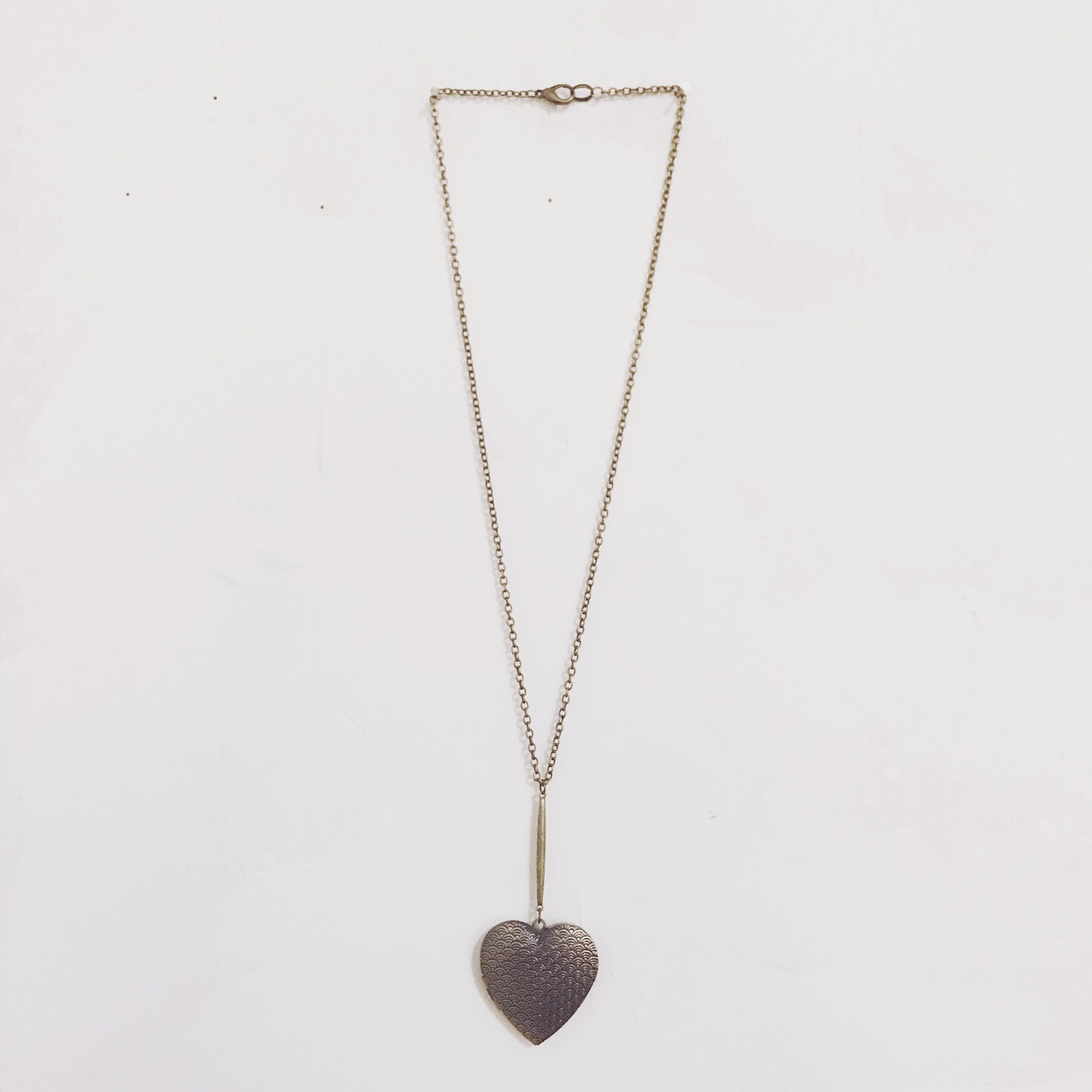 Long Locket Necklace Large Heart Locket Antique Brass | Etsy