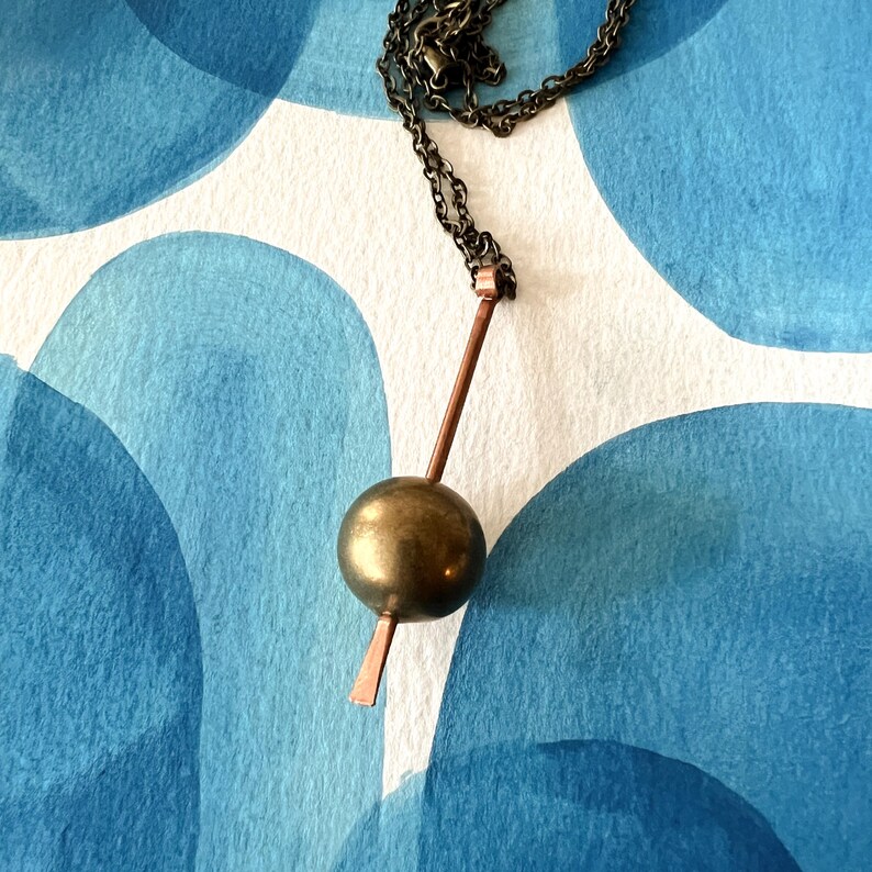 Brass Globe Fidget Necklace | Mixed Metal Bronze + Copper Jewelry ...