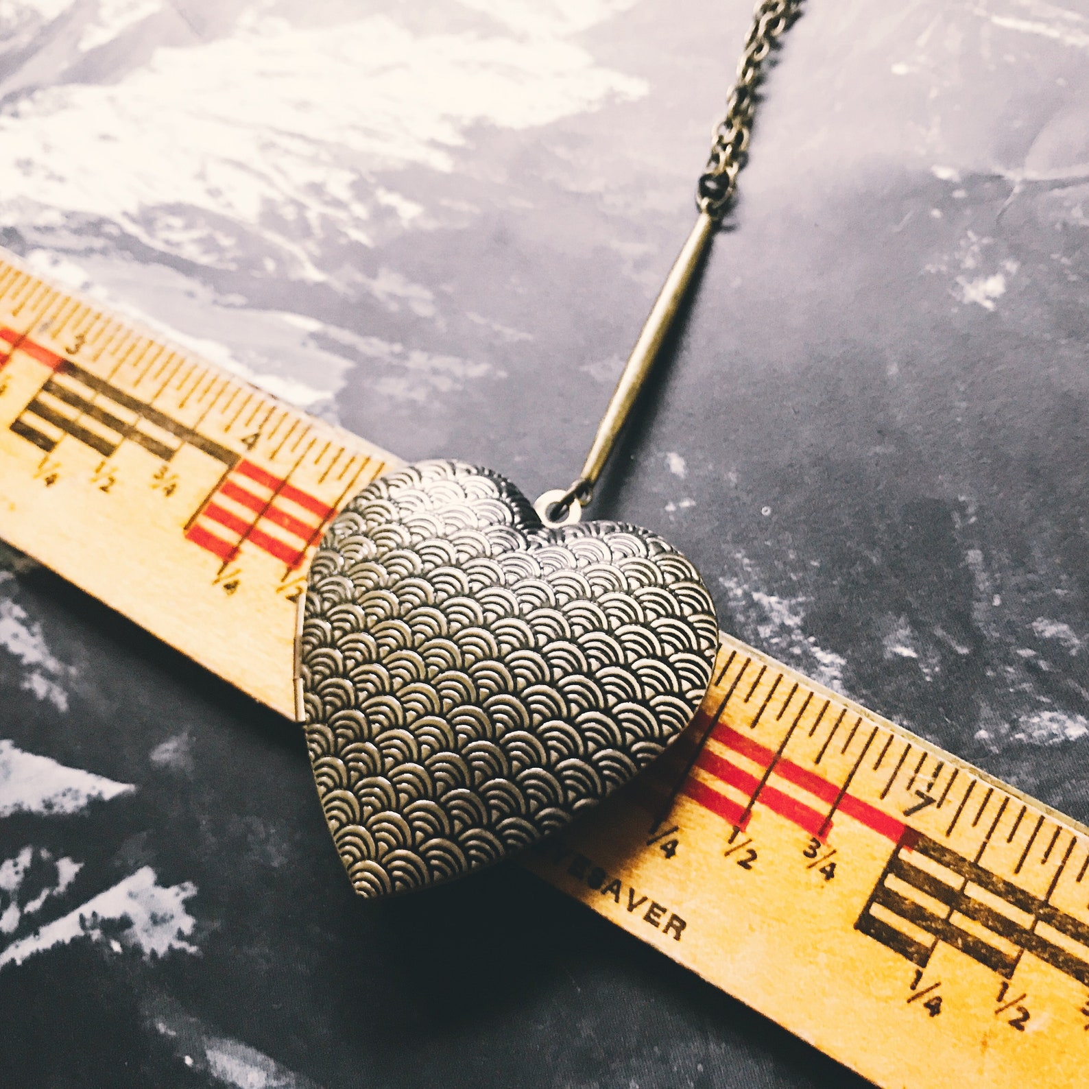 Long Locket Necklace Large Heart Locket Antique Brass | Etsy