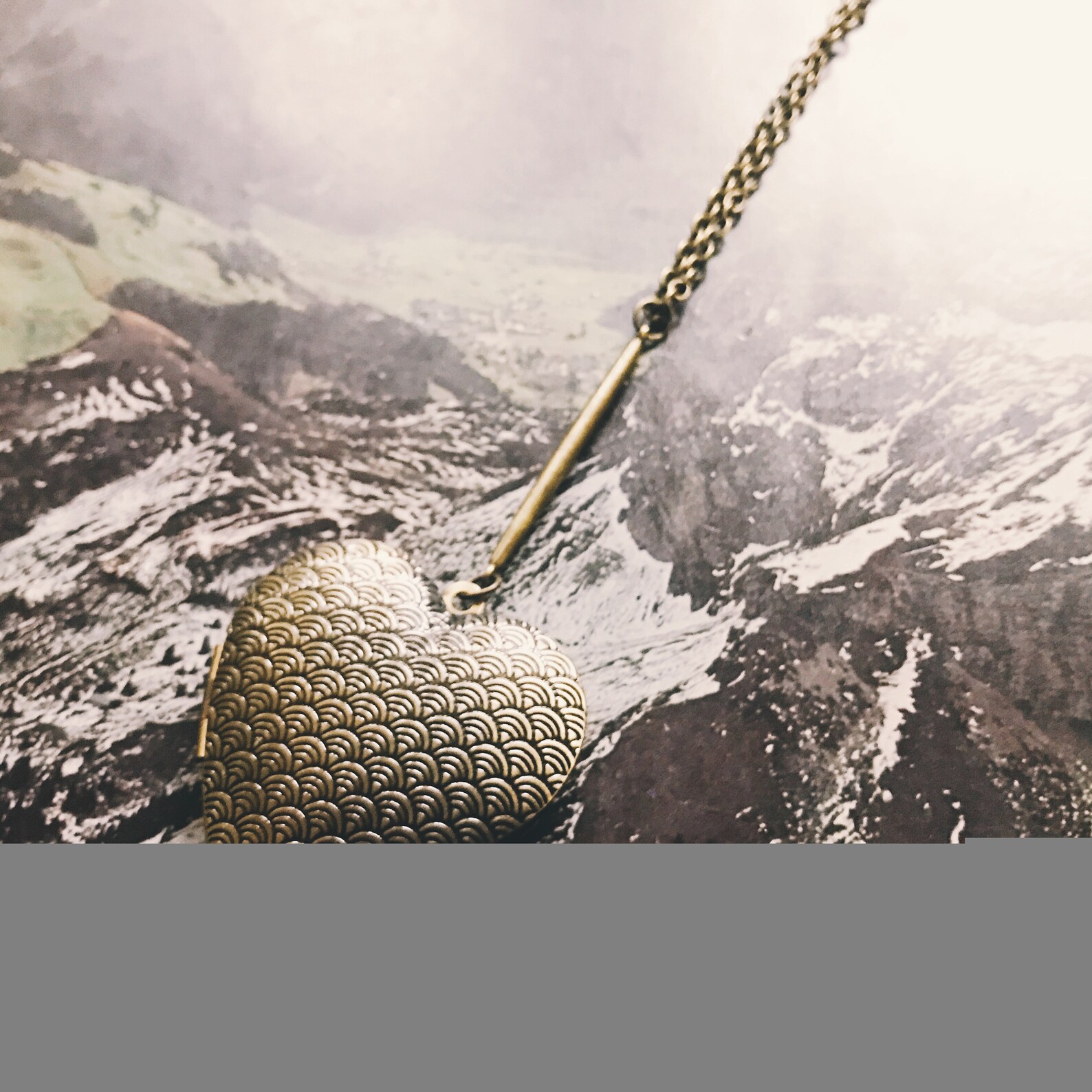 Long Locket Necklace Large Heart Locket Antique Brass - Etsy