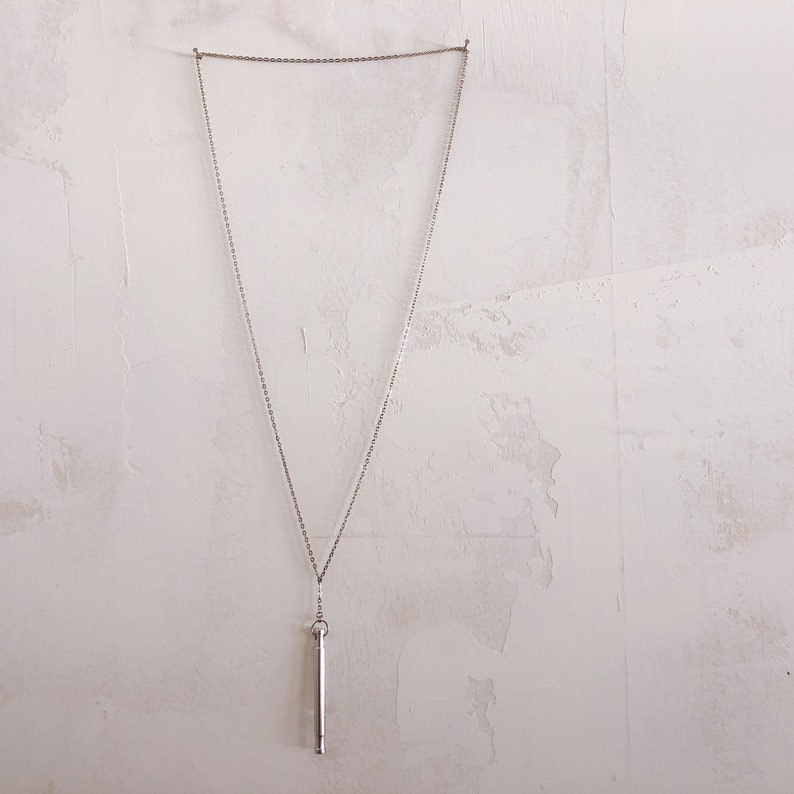 Long Whistle Necklace Silver With Curb Chain Whistle Charm - Etsy