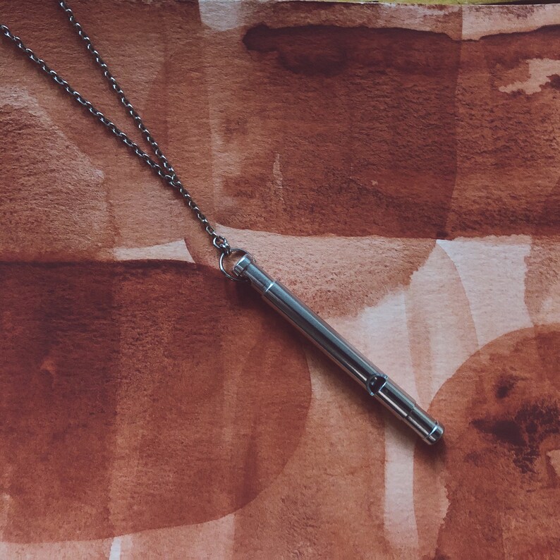 Long Whistle Necklace Silver With Curb Chain Whistle Charm - Etsy