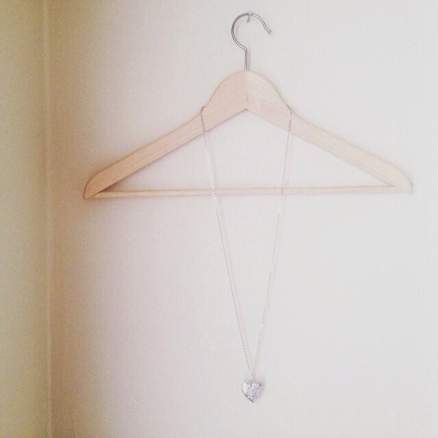 Long locket necklace silver heart decorative simple | Etsy