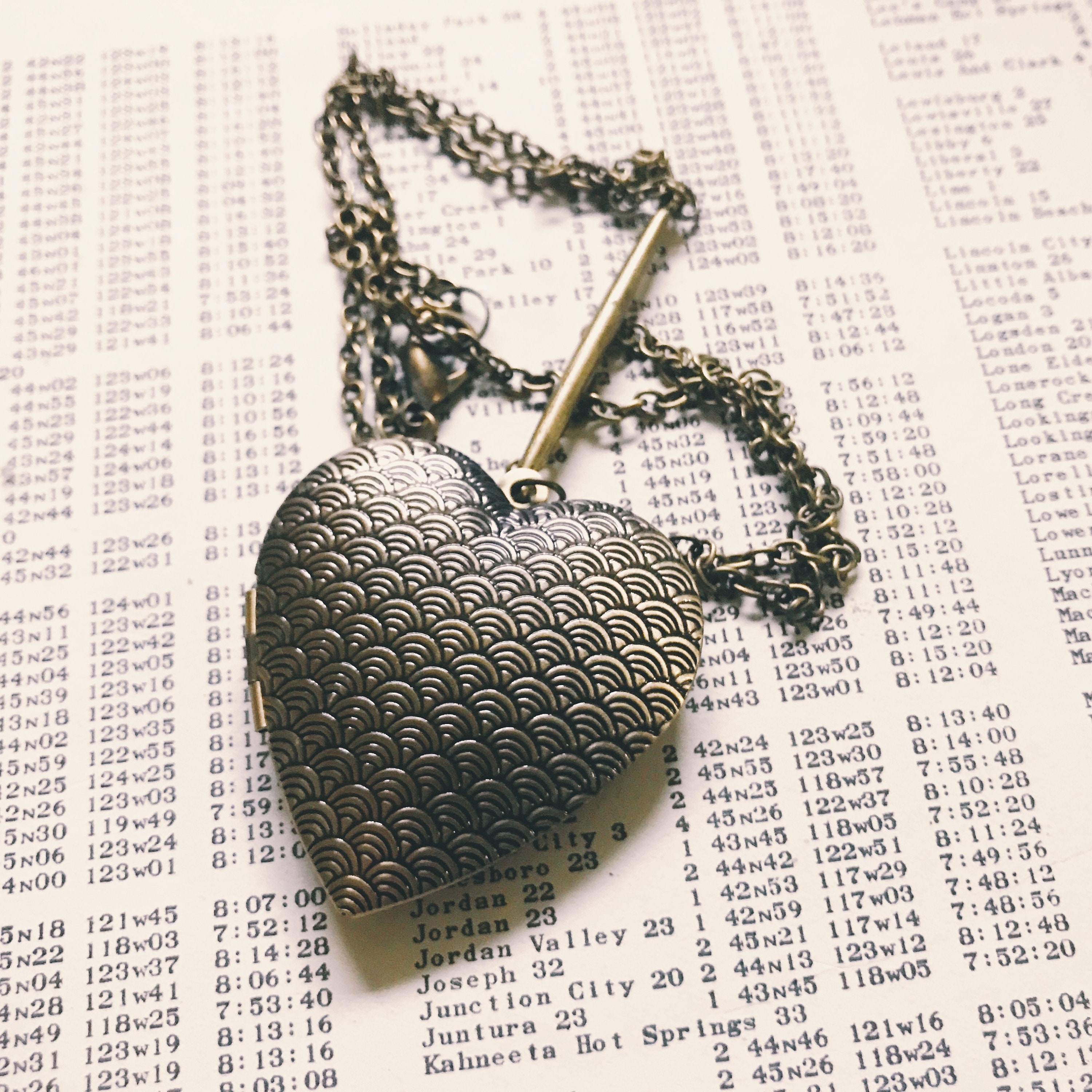 Long Locket Necklace Large Heart Locket Antique Brass | Etsy